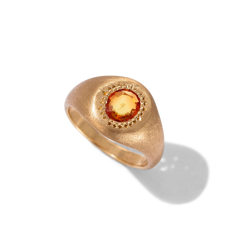 Signet Orange Sapphire Ring in 9kt Yellow Gold – Kerry Rocks Jewellery