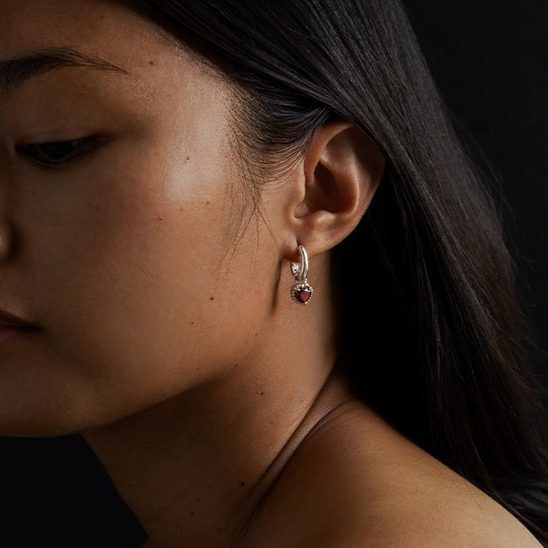 Eros Garnet Heart Interchangeable Earring Charm in Silver – Kerry Rocks ...