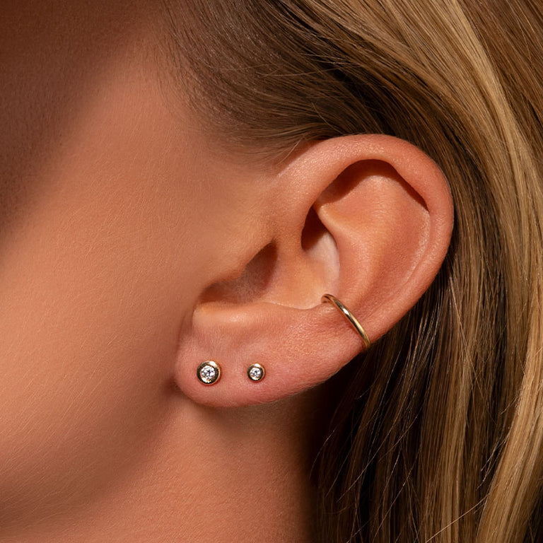 Large Orbit Diamond Stud in 9kt Yellow Gold – Kerry Rocks Jewellery